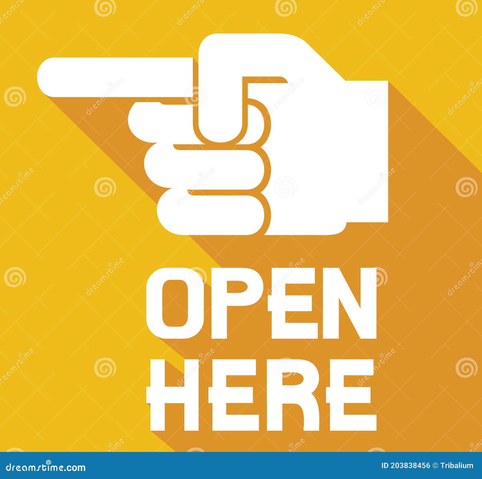 Open Here Label or Sticker Vector Illustration Stock Vector ...