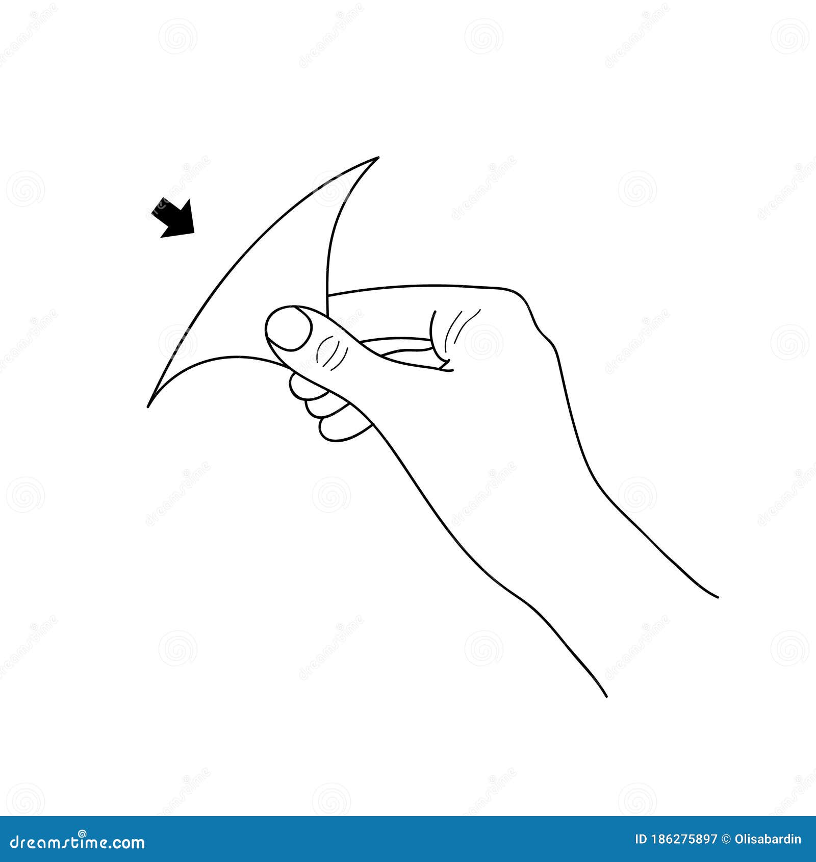A Hand Removing A Label From The Product. Open Here Icon. Vector ...