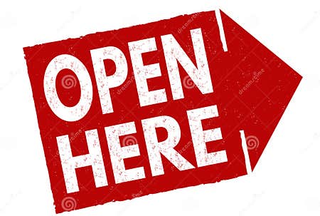 Open here sign or stamp stock vector. Illustration of emblem - 192223629