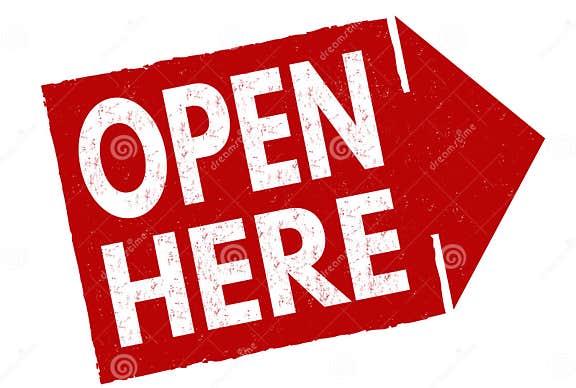 Open here sign or stamp stock vector. Illustration of emblem - 192223629