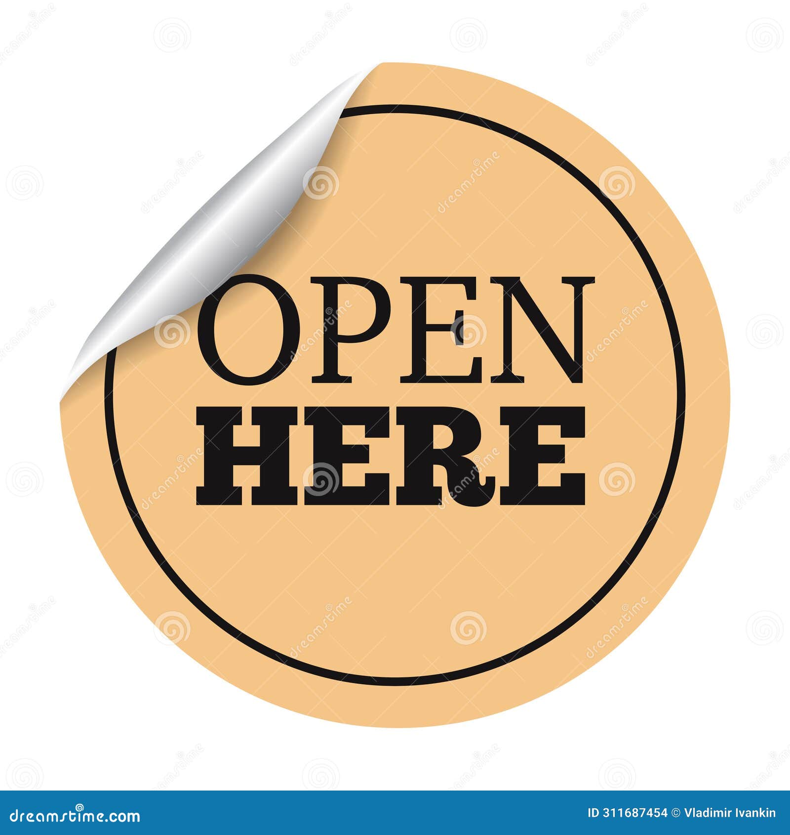 OPEN HERE Sticker Conveying Clear Direction Stock Vector - Illustration ...