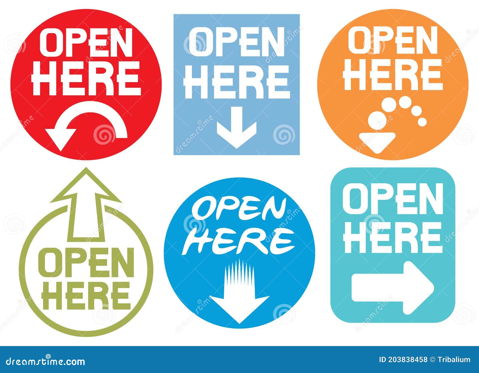 Open Here Stickers Set Vector Illustration Stock Vector - Illustration ...
