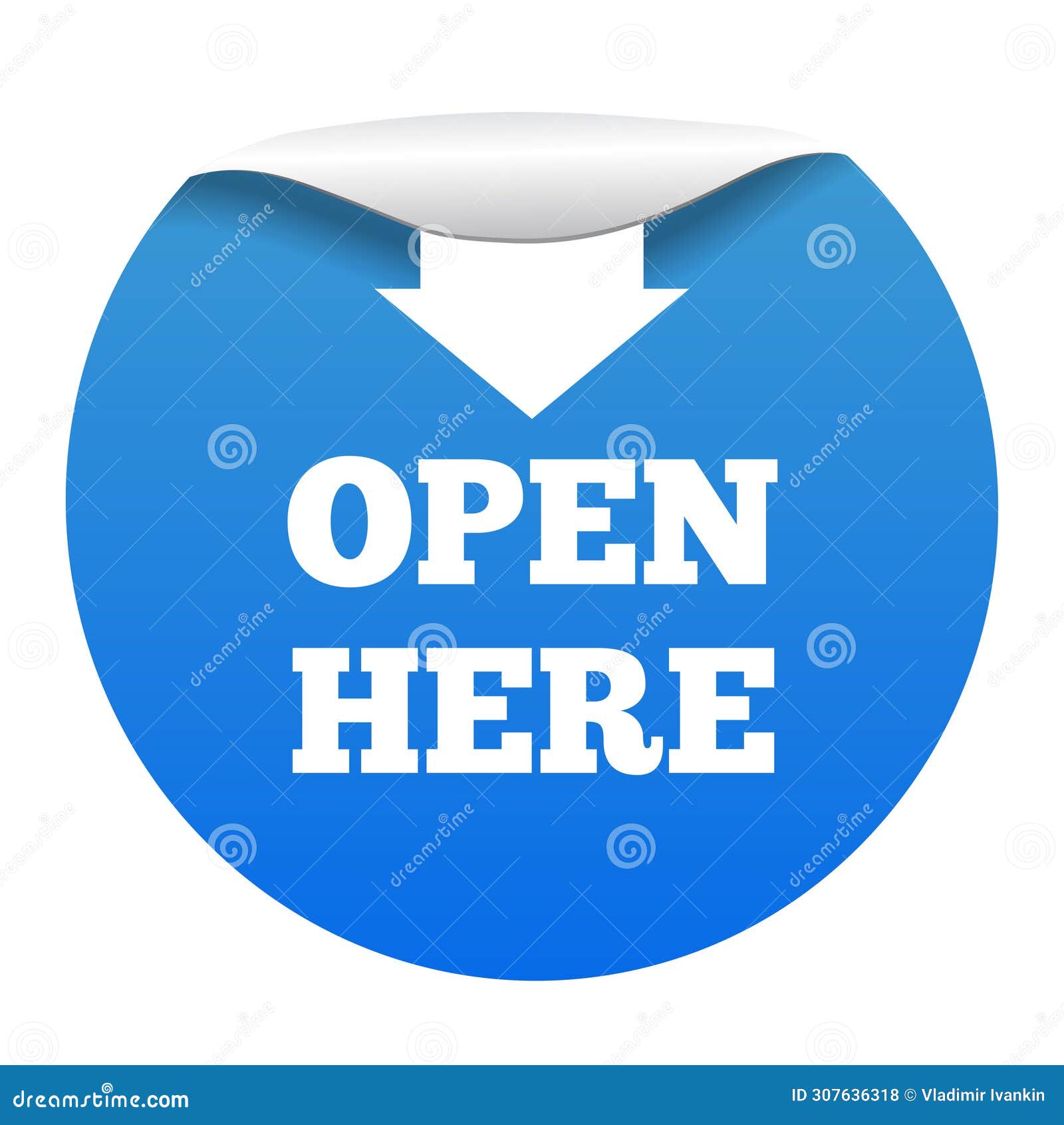 Open Here Vector Sticker Blue Color Stock Vector - Illustration of ...