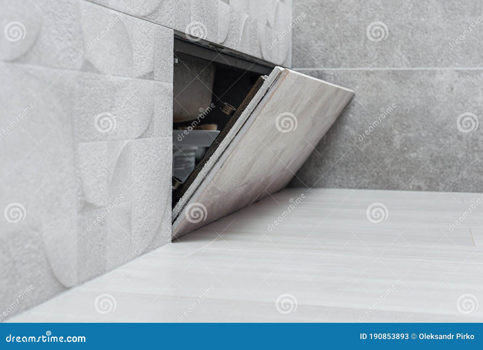 Open Hidden Revision Sanitary Hatch Under the Bathroom Stock Image ...
