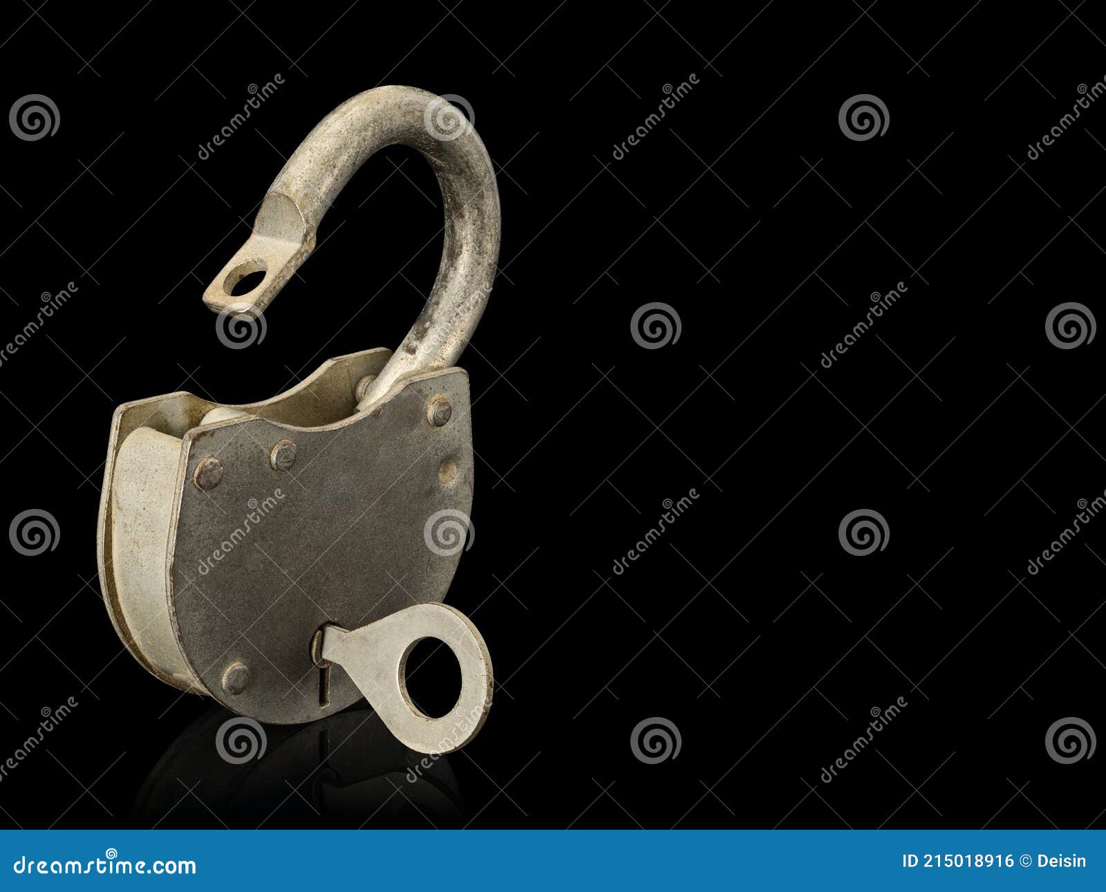 The Open Hinged Lock with Key Stock Photo - Image of isolated, metal ...