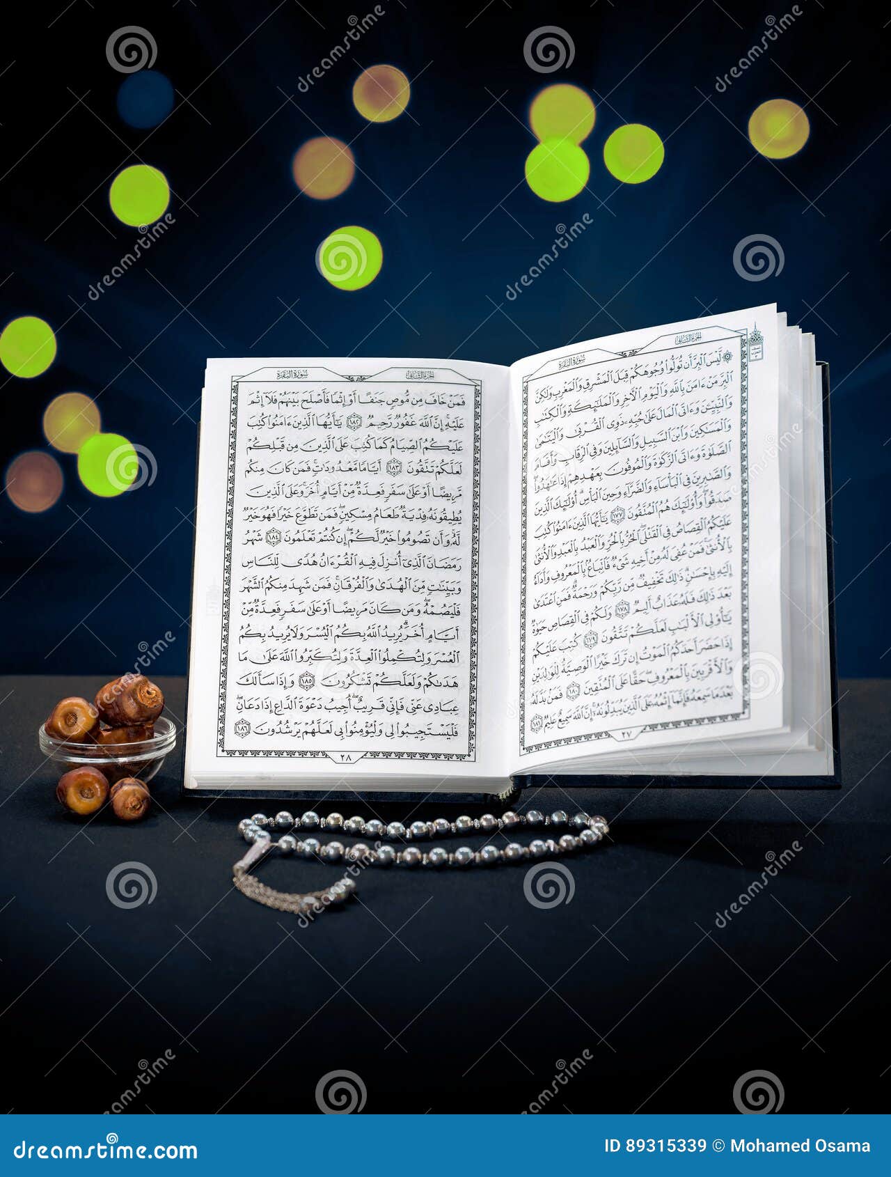 Open Holy Quran Book with Rosary and Dates Stock Image - Image of faith ...
