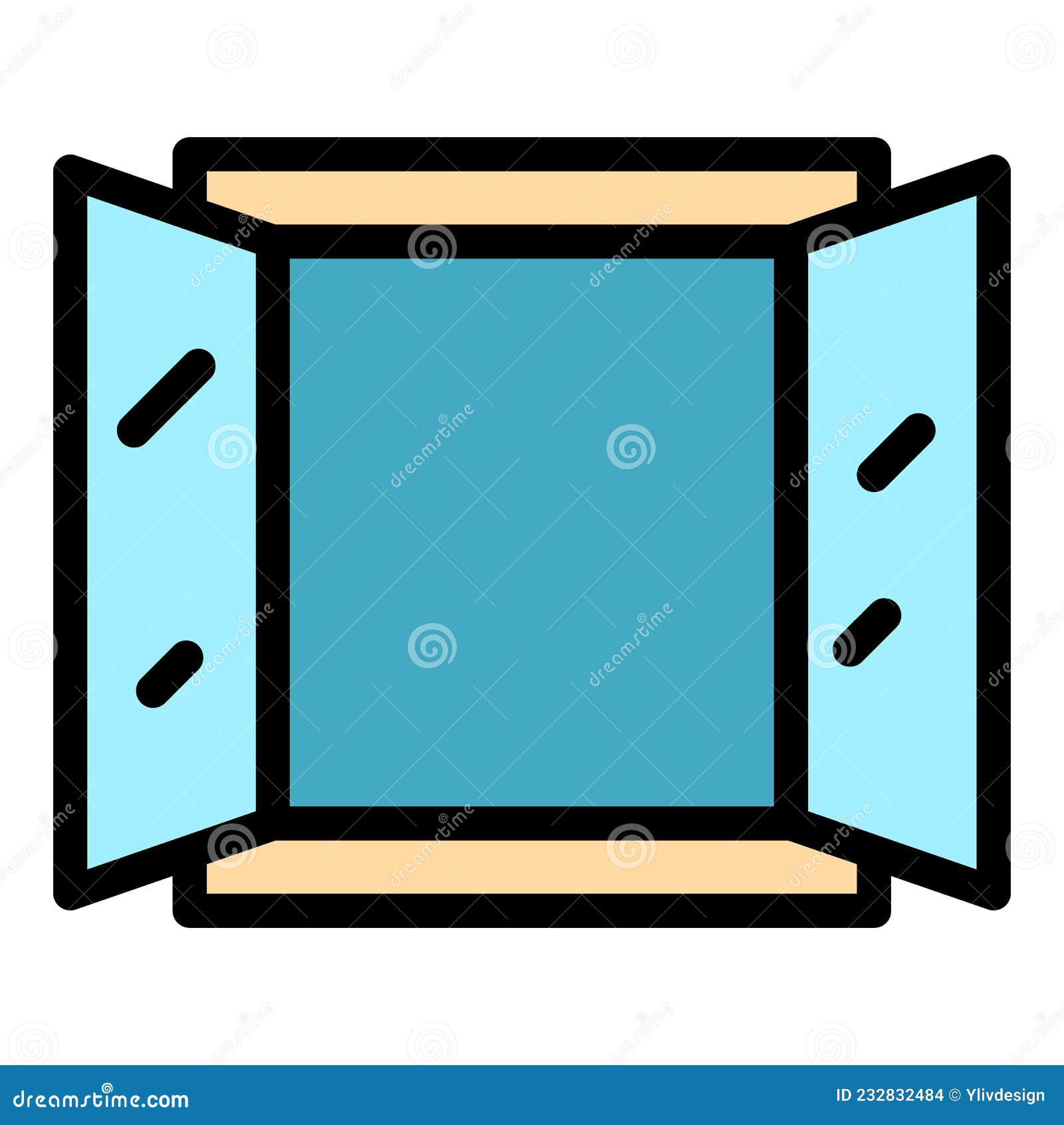 Open Home Window Icon Color Outline Vector Stock Vector - Illustration ...