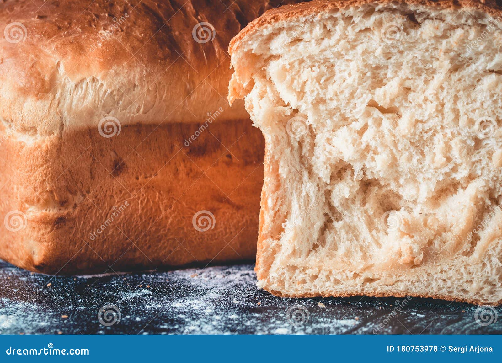 Open Homemade Sliced Bread To See How it is Made Inside Stock Photo ...