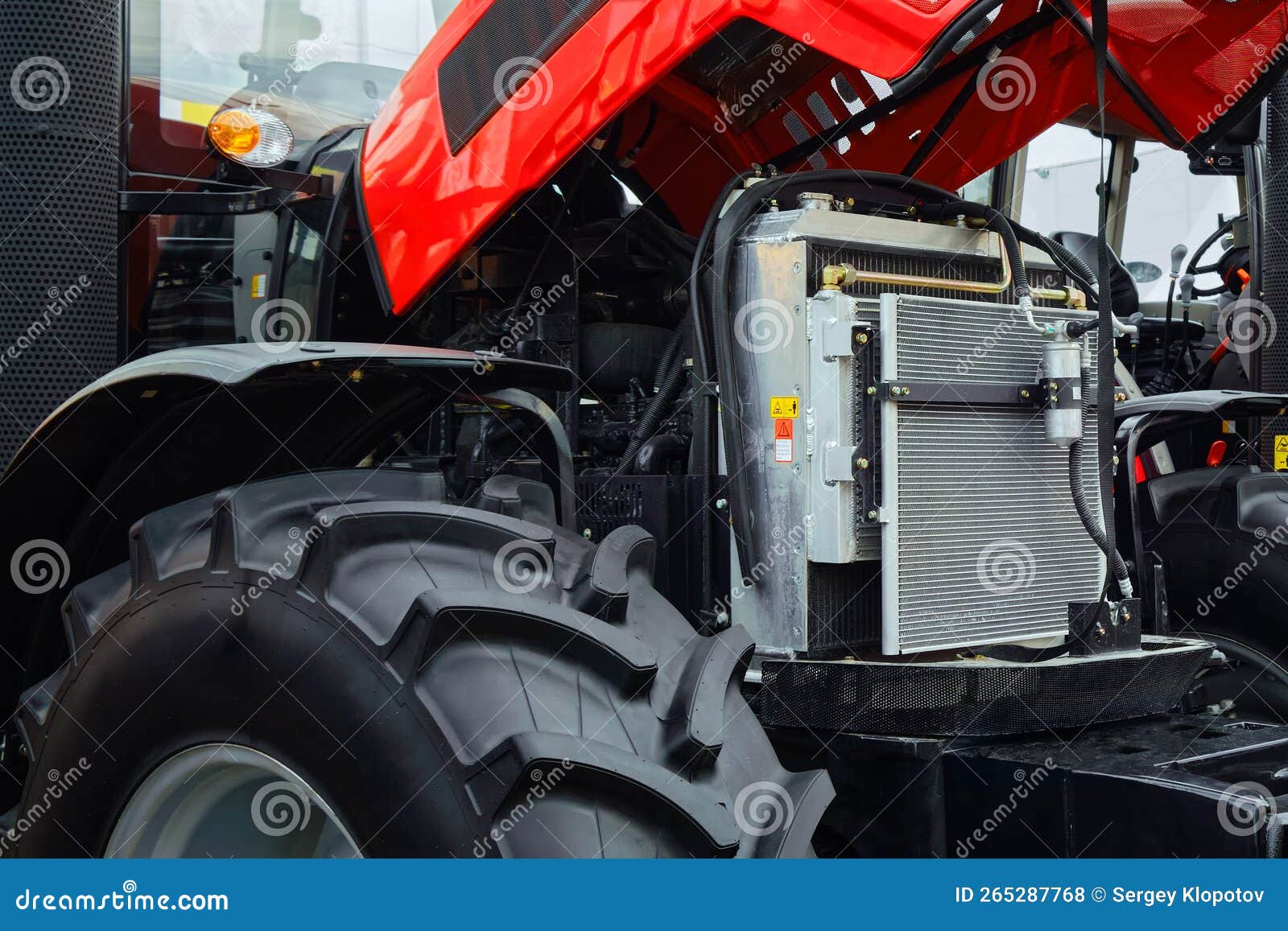 Open Hood of an Agricultural Tractor Stock Photo - Image of mechanic ...
