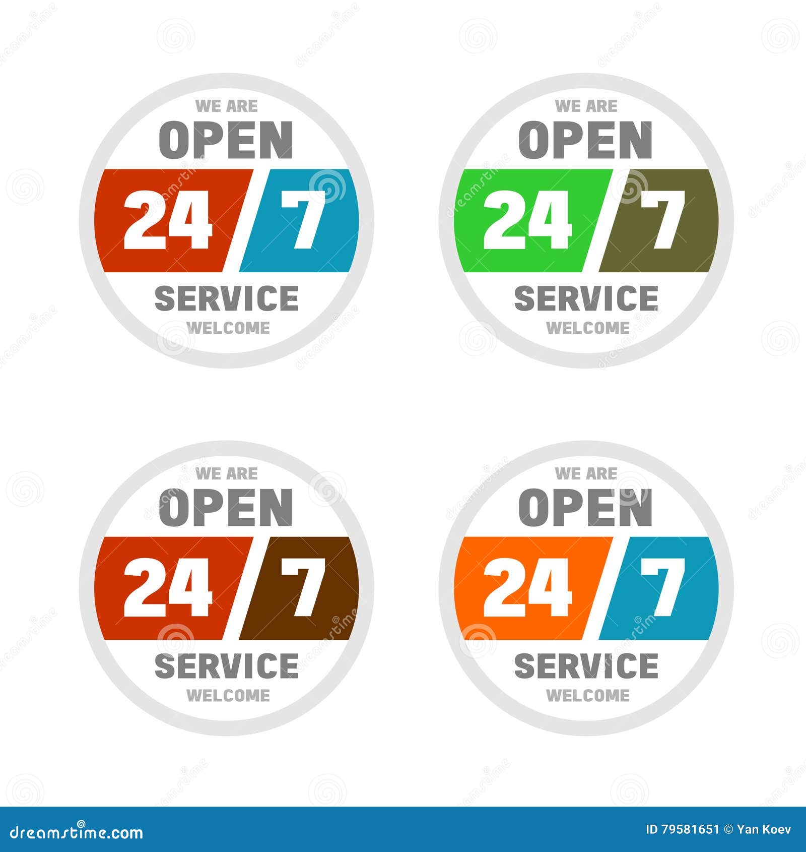 Open 24 Hours a Day and 7 Days Week Stock Vector - Illustration of ...