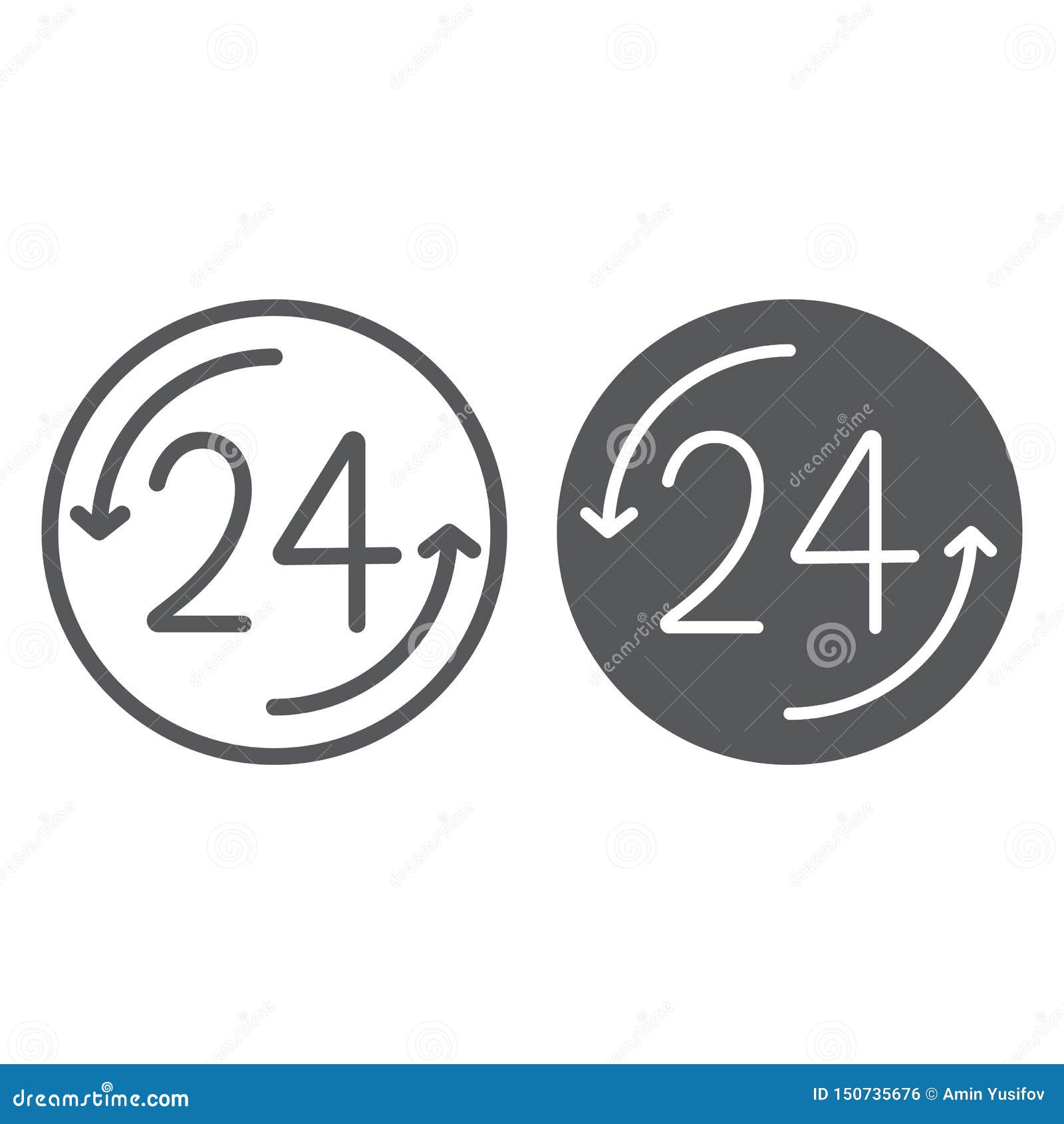 9 Hours Line And Glyph Icon. Forenoon Vector Illustration Isolated On ...