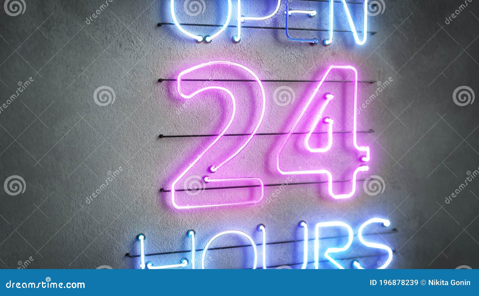 72 Hours Neon Quote. Glowing With Colorful Neon Light. Light Art ...