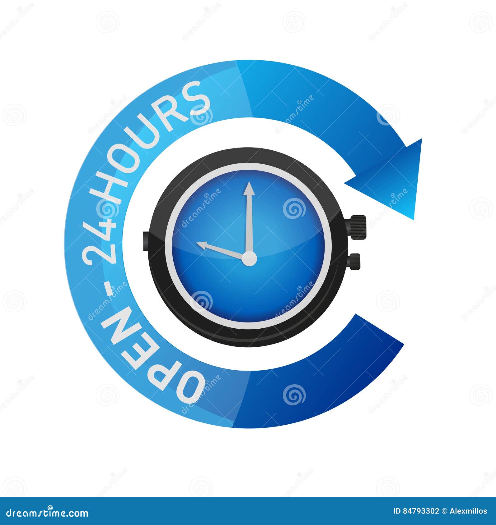 Open 24 Hours Watch Sign Illustration Isolated Stock Illustration ...