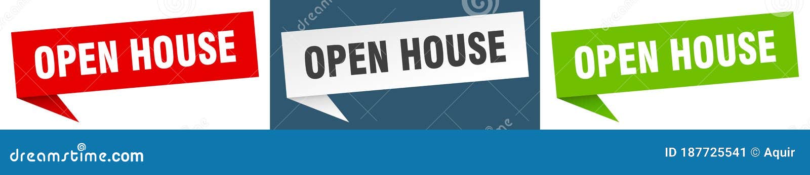 Open House Banner. Open House Speech Bubble Label Set Stock Vector ...