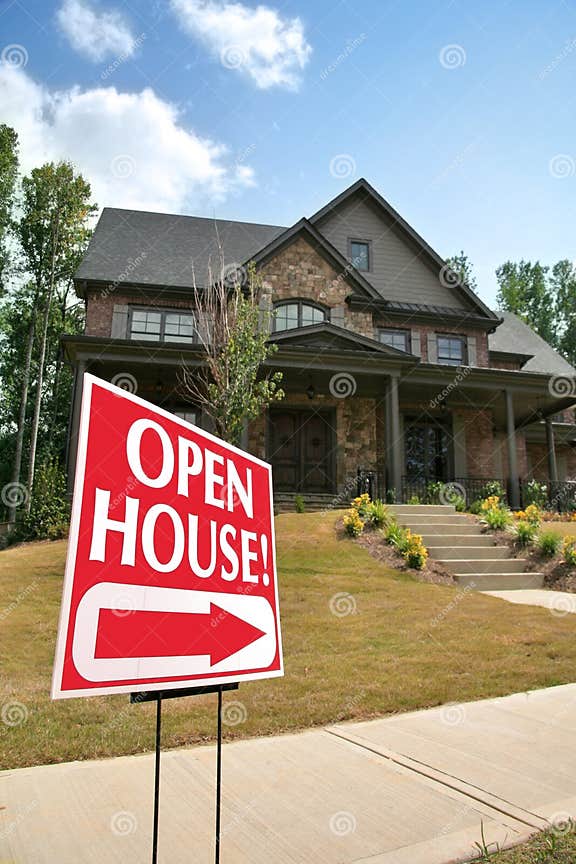 Open House Sign in Front of a Home Stock Image - Image of residence ...