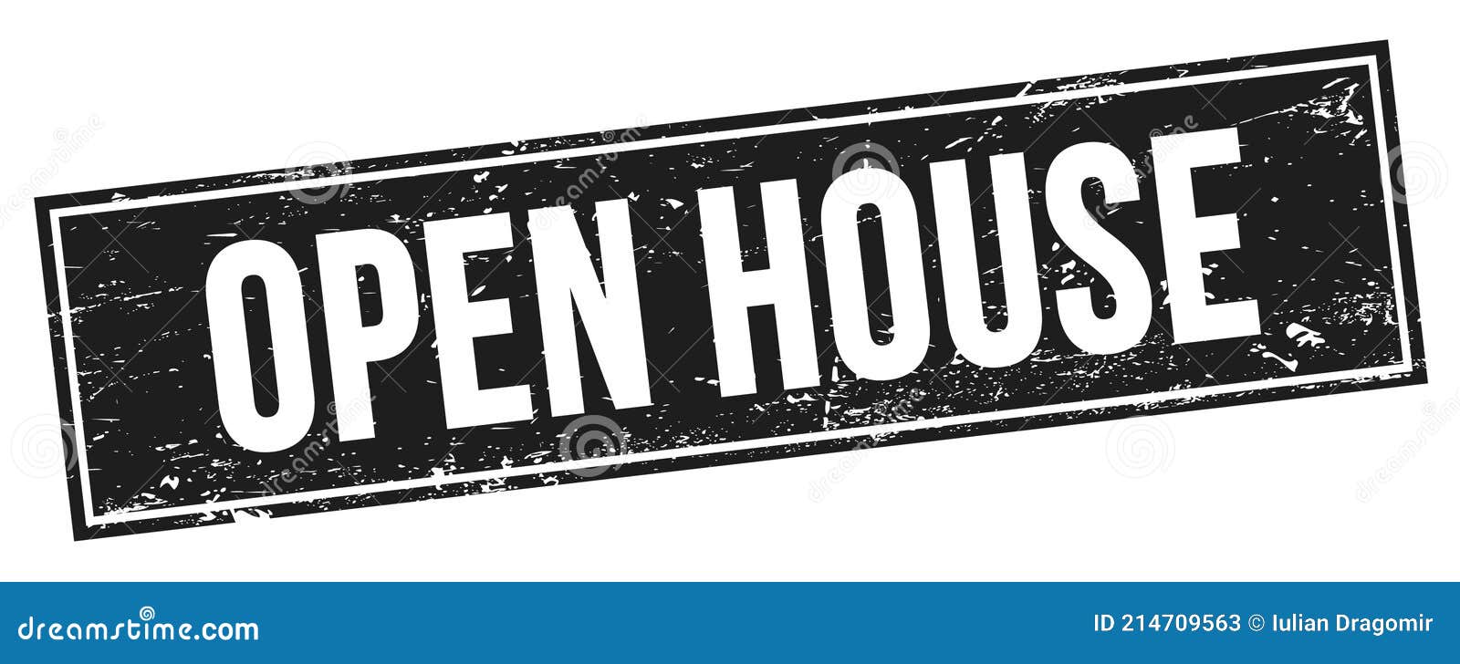 OPEN HOUSE Text on Black Grungy Rectangle Stamp Stock Illustration ...