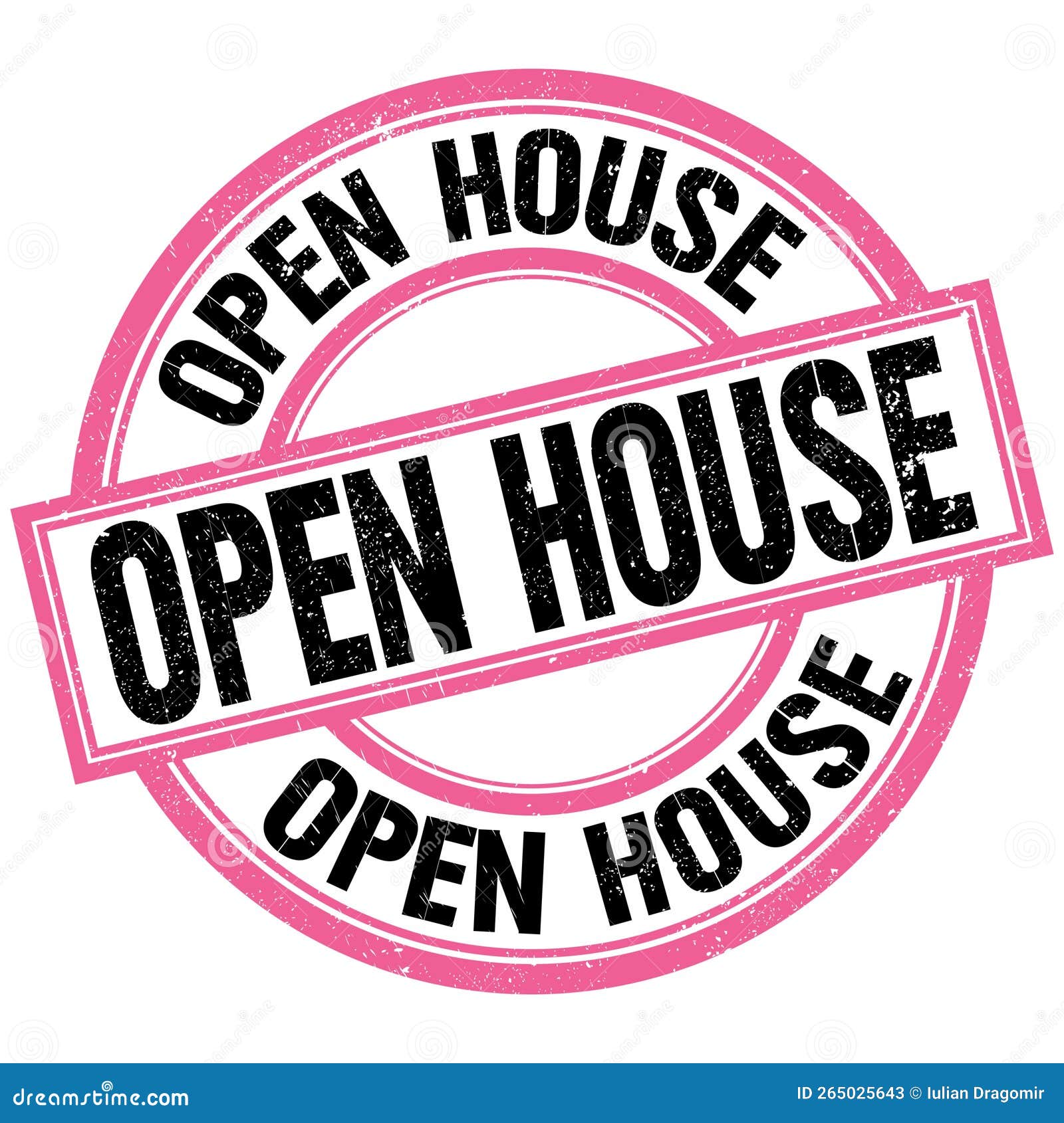 OPEN HOUSE Text on Pink-black Round Stamp Sign Stock Illustration ...