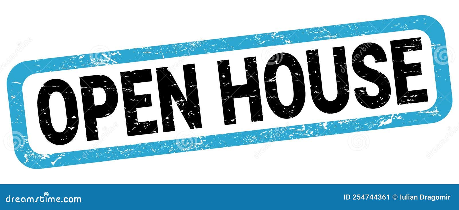 OPEN HOUSE Text Written on Blue-black Rectangle Stamp Stock ...