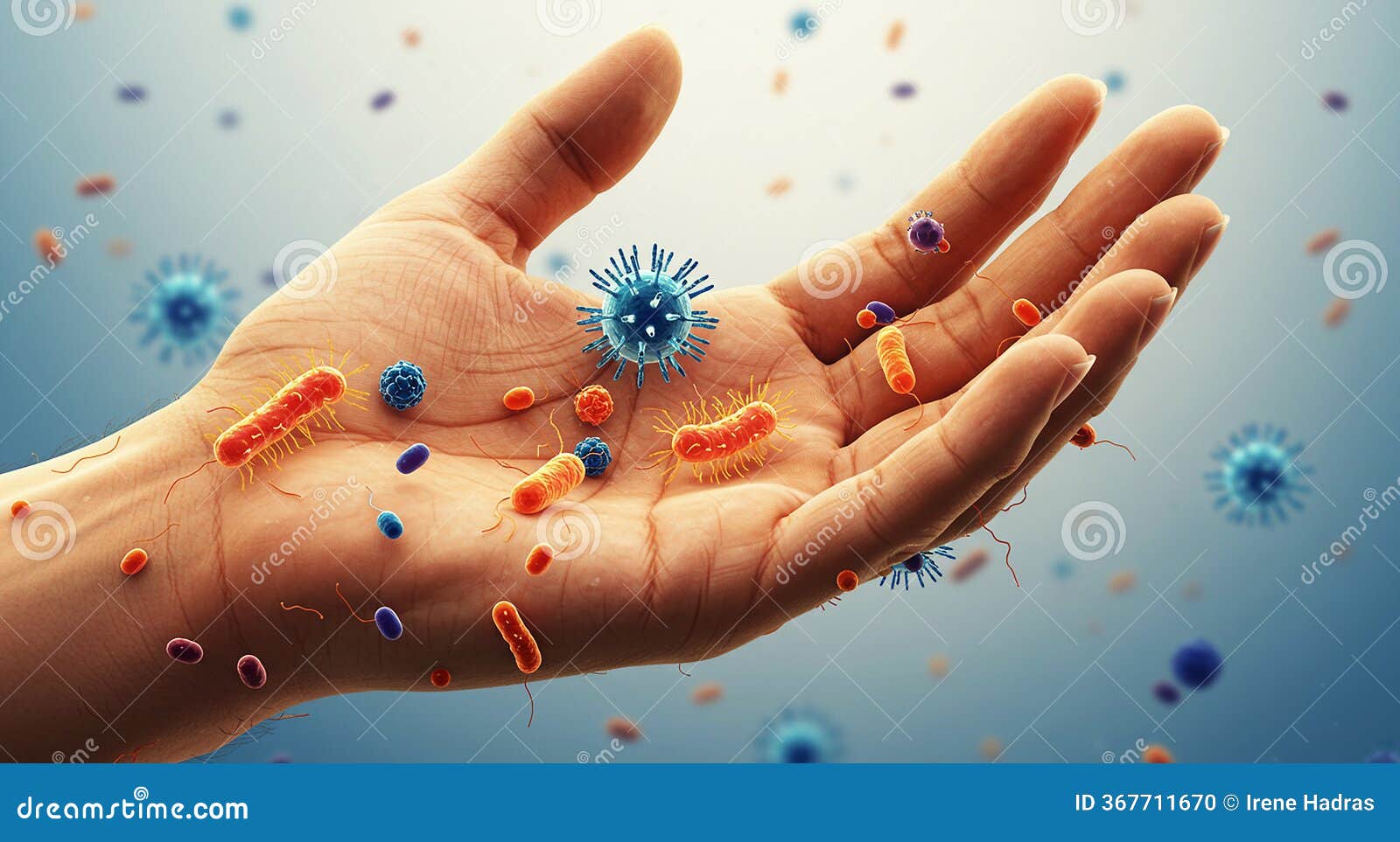 Microorganisms - An Hand Drawn Pack. Freehand Drawing. Cartoon Vector ...