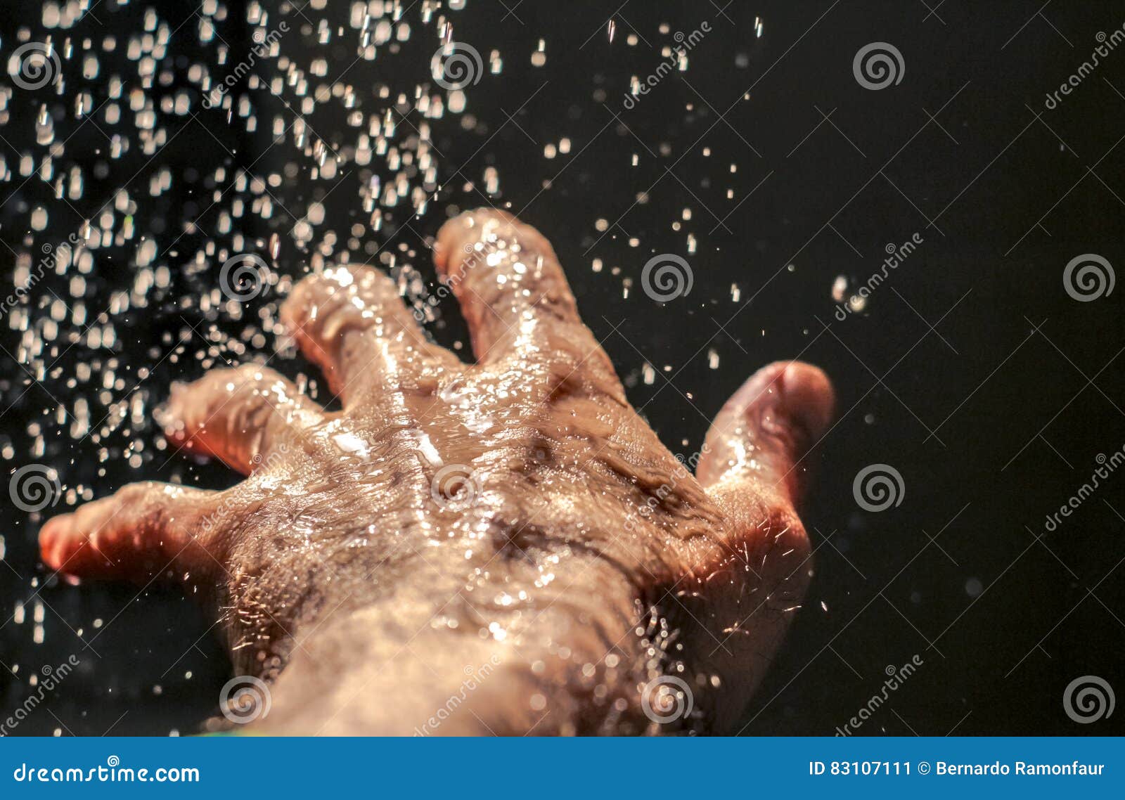 Open Human Hand Under Water Drops Stock Image - Image of open, shower ...