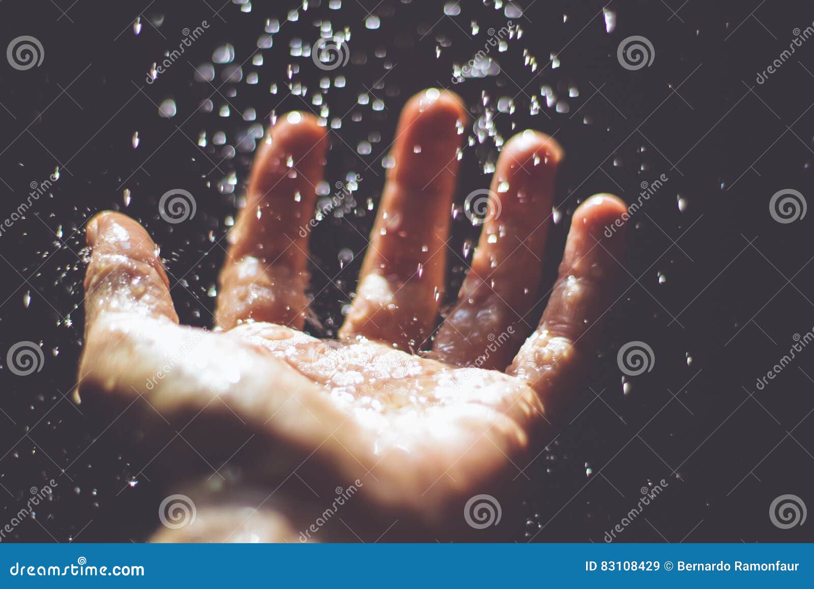 Open Human Hand Under Water Drops Stock Image - Image of body, blurred ...