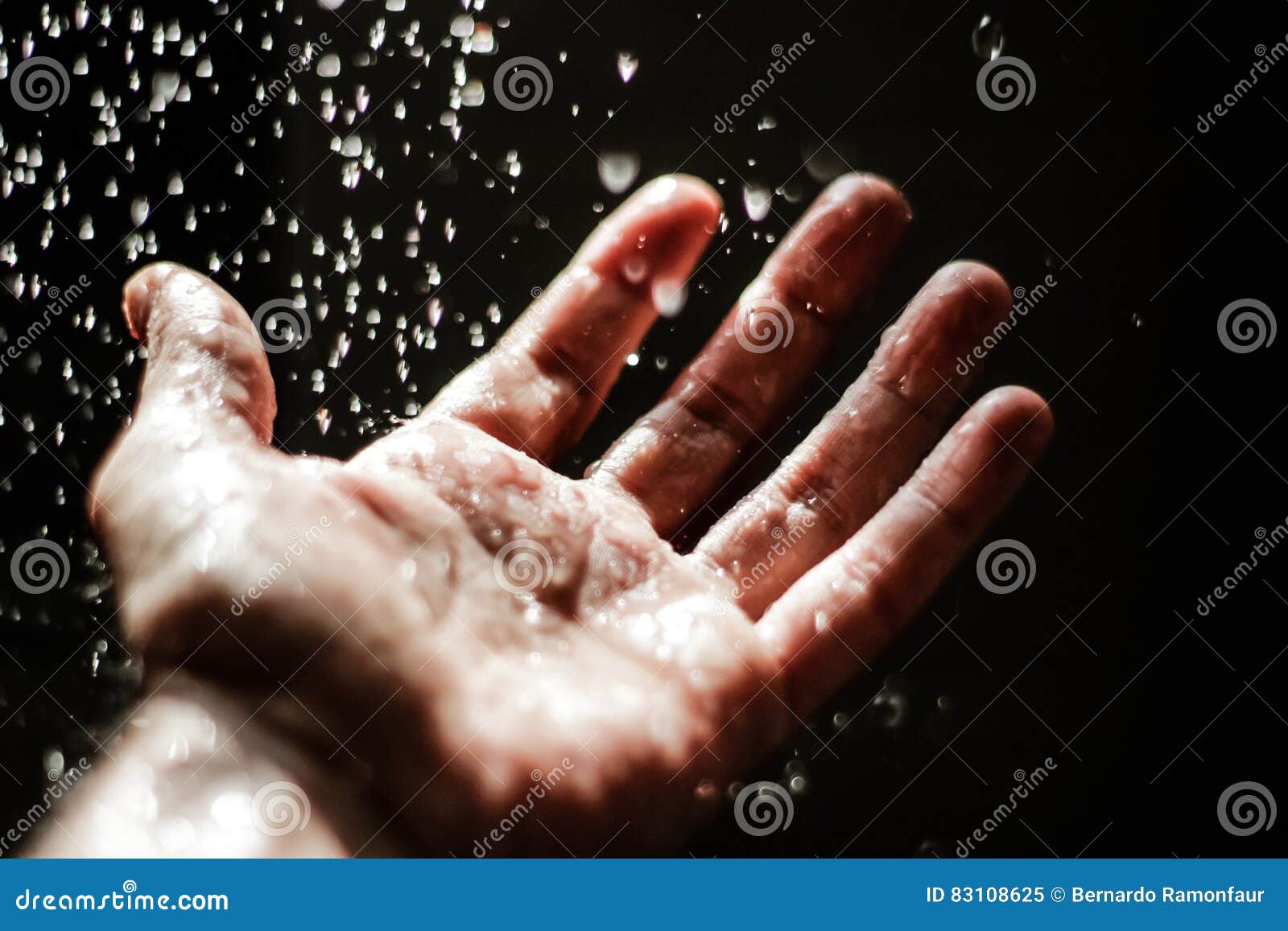 Open Human Hand Under Water Drops Stock Image - Image of photograph ...