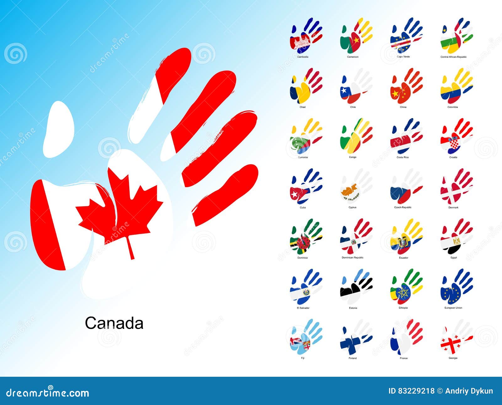 Open Human Handprint with National Flag Inside Stock Vector ...