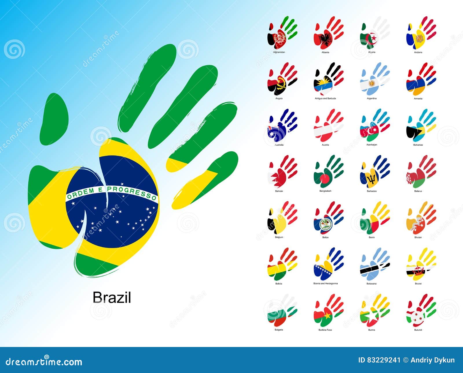 Open Human Handprint with National Flag Inside Stock Vector ...