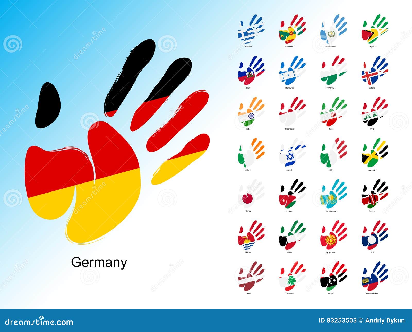 Open Human Handprint with National Flag Inside Stock Vector ...