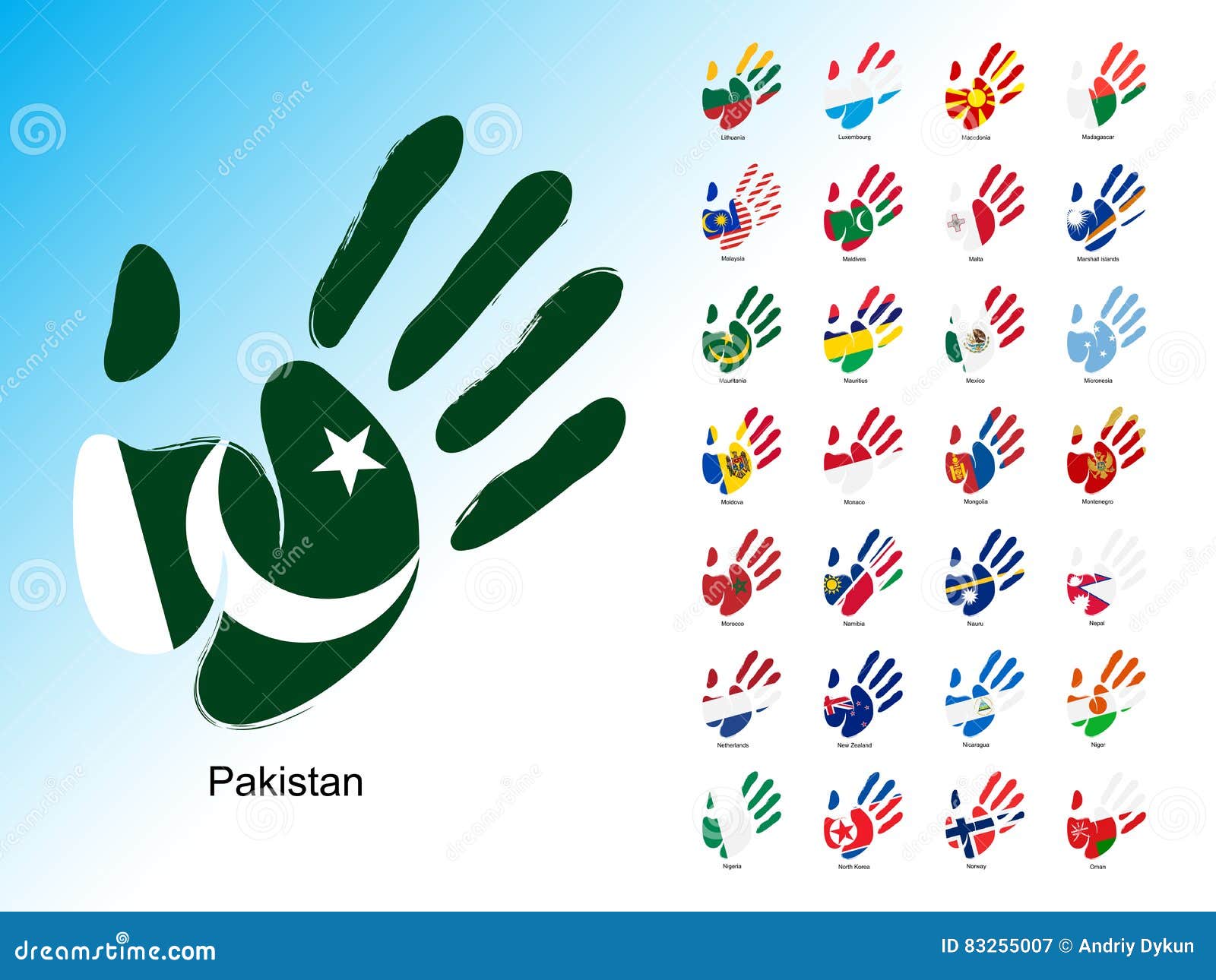 Open Human Handprint with National Flag Inside Stock Vector ...