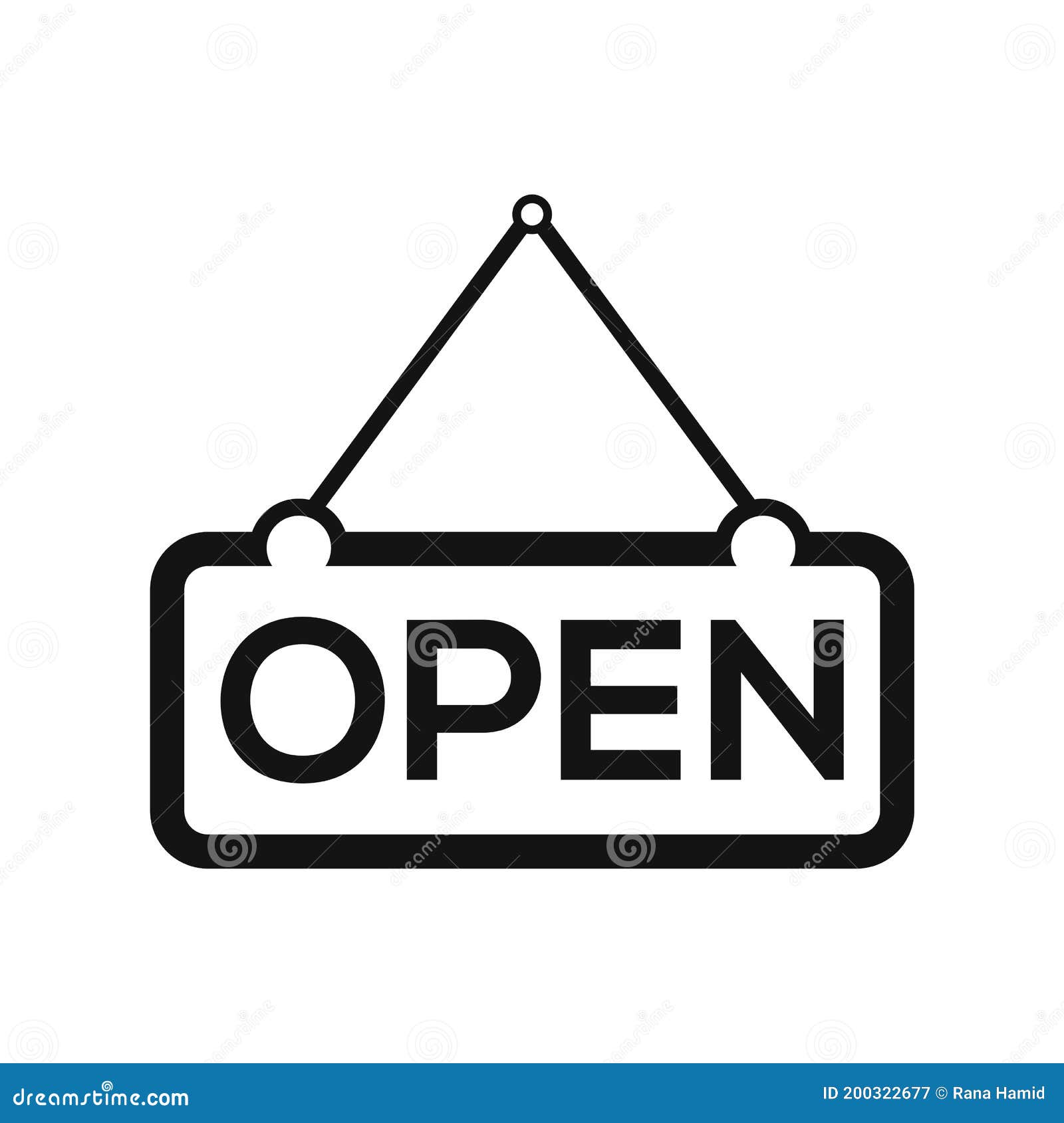Open Icon Sign Vector Illustration. Signboard Sign Black Isolated Open ...