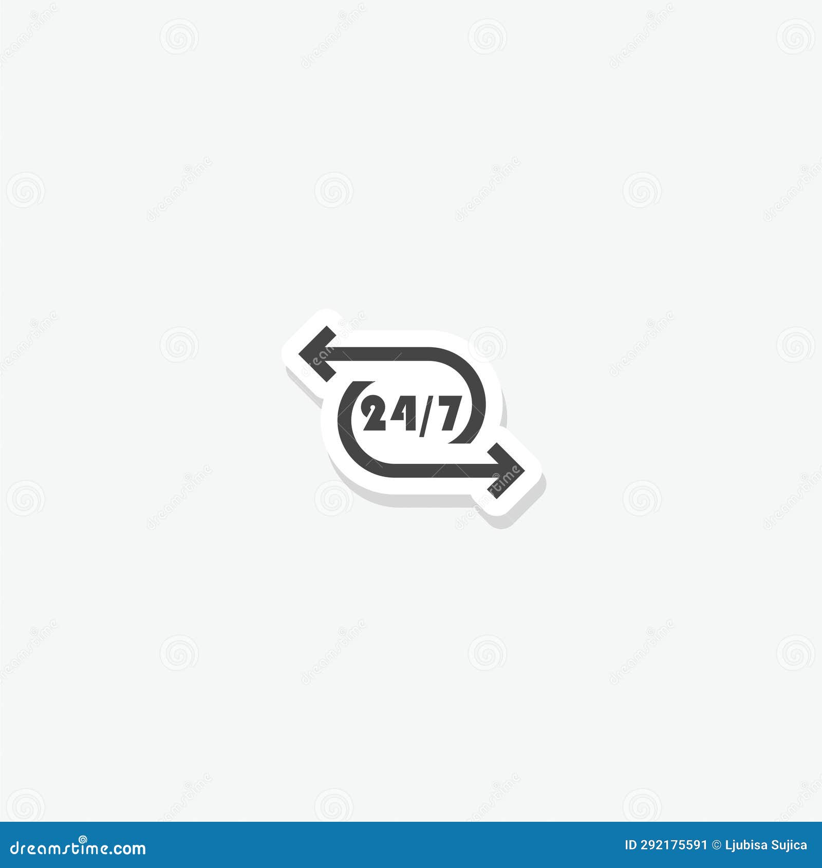 Open 24 7 Icon Sticker Isolated on Gray Background Stock Vector ...