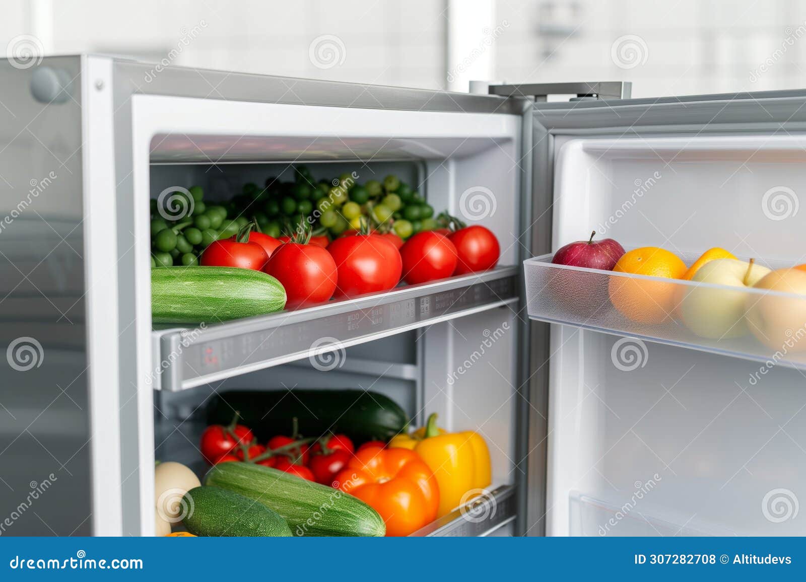 Open Industrial Refrigerator Full of Fresh Produce Stock Photo - Image ...