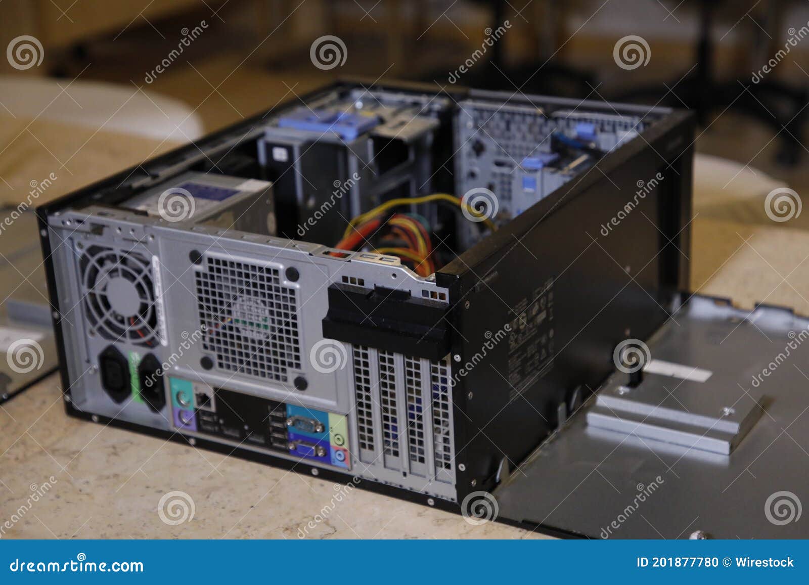 Open Inside the Computer with the Motherboard, CPU, Graphic Card ...