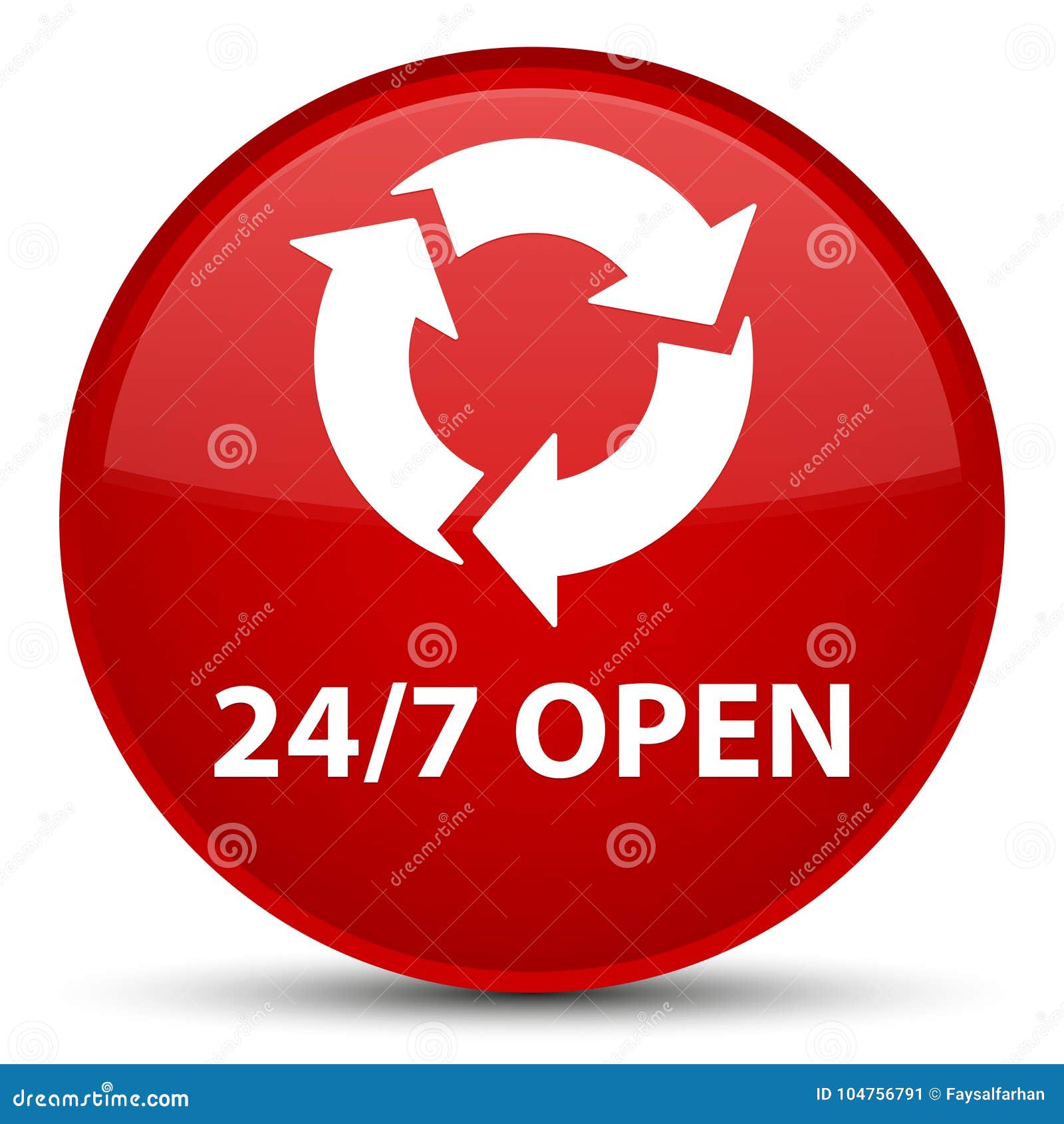 24/7 Open Special Red Round Button Stock Illustration - Illustration of ...