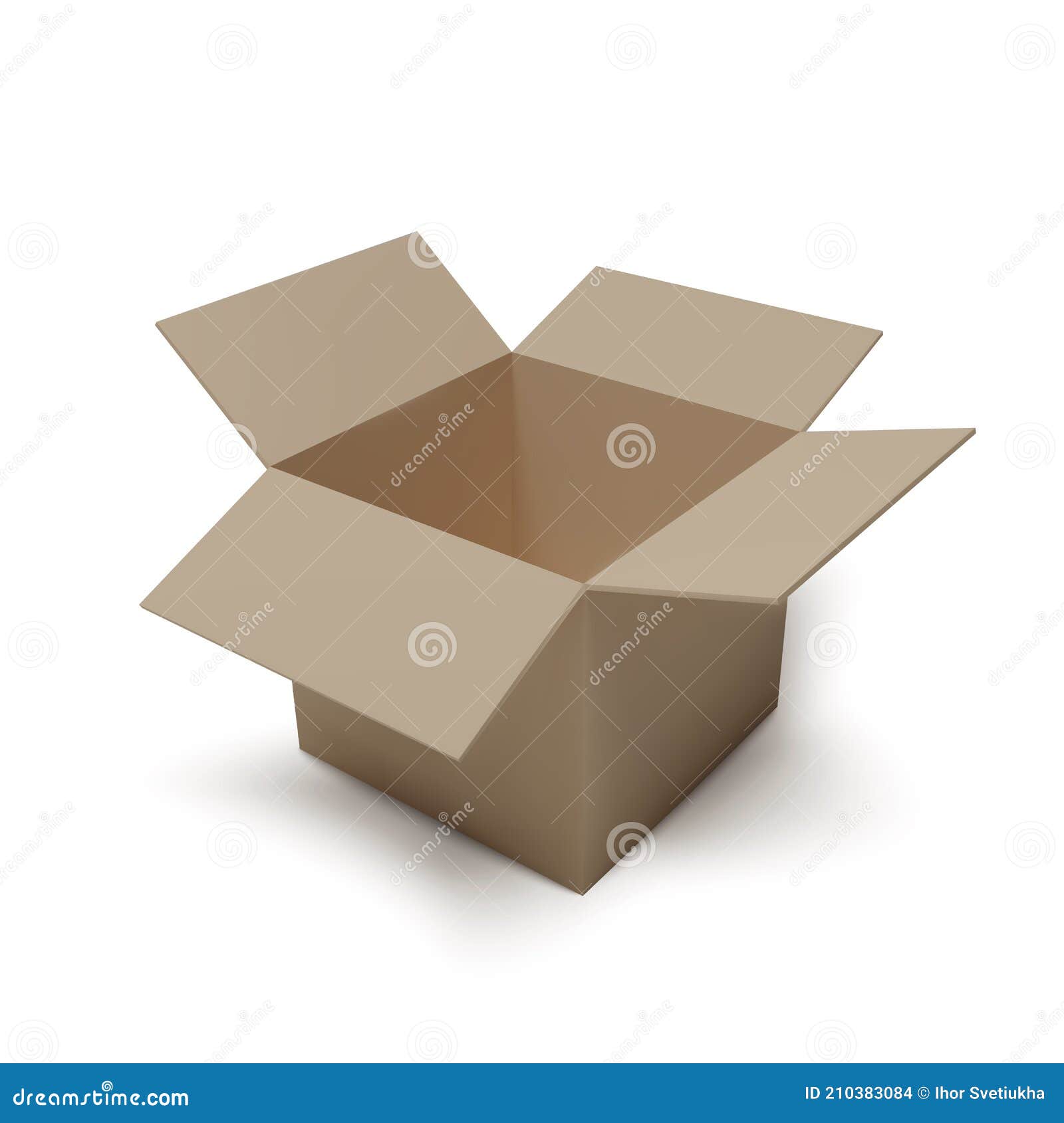 Open Isometric Box. Empty Paper Parcel. Realistic Carton Stock Vector ...