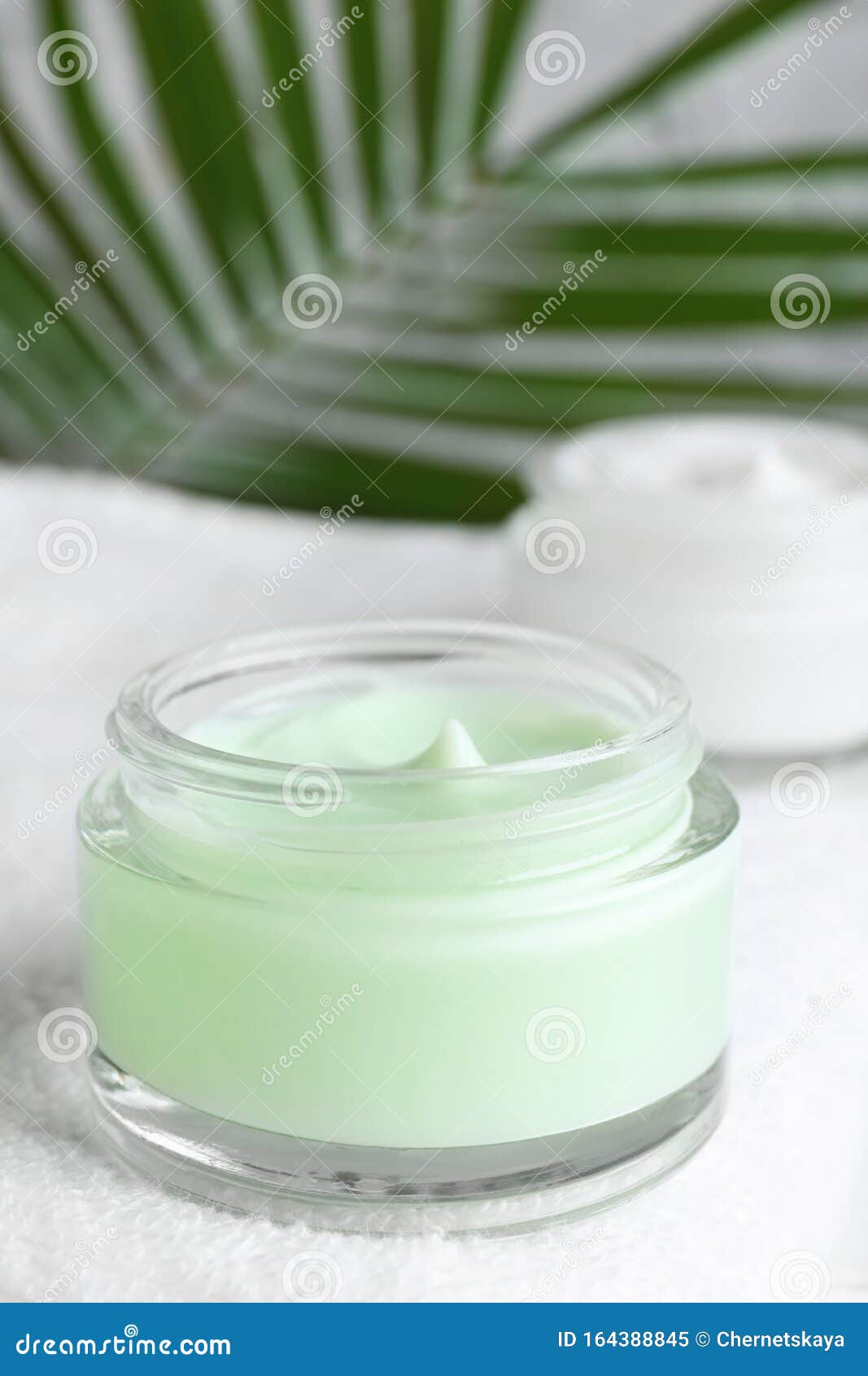 Open Jar of Cream on White Fabric Stock Image - Image of essence ...