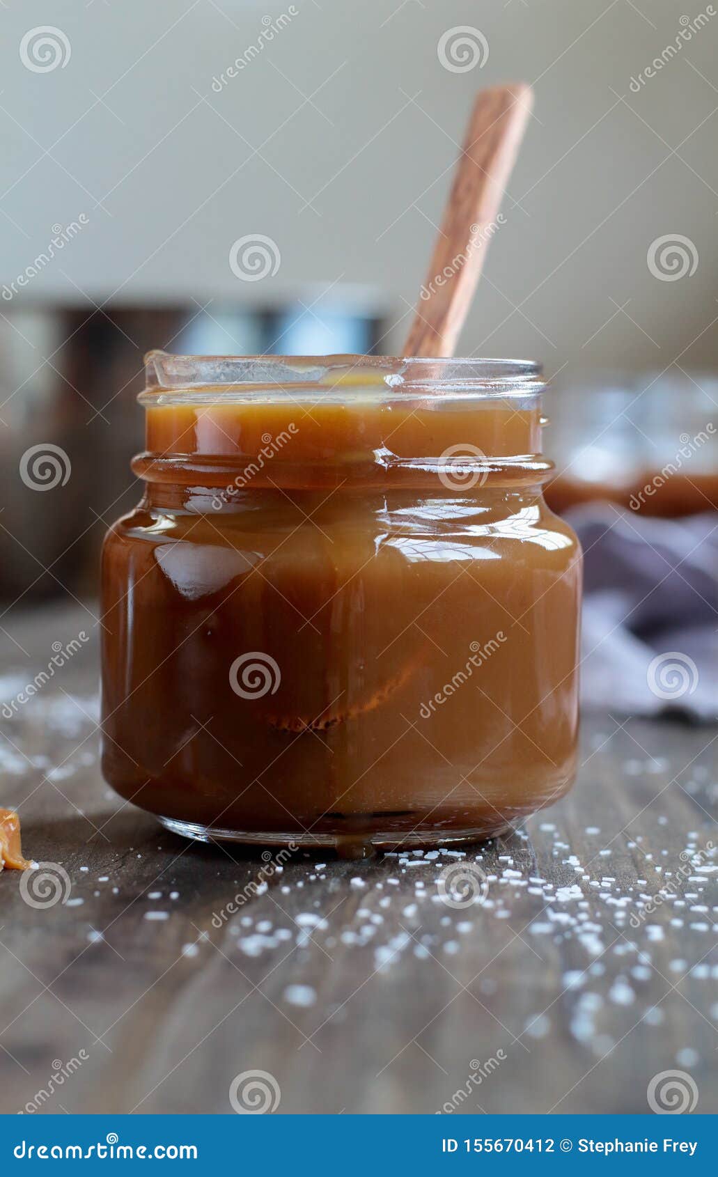 Open Jar of Salted Caramel Sauce Stock Photo - Image of still, spoon ...