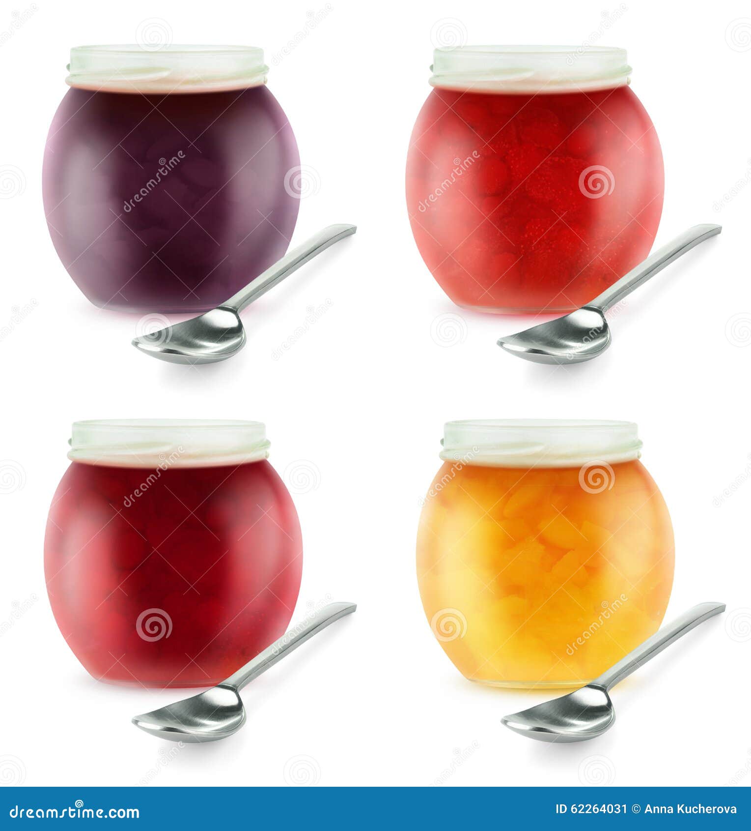 Open jars with fruit jam stock image. Image of cherry - 62264031