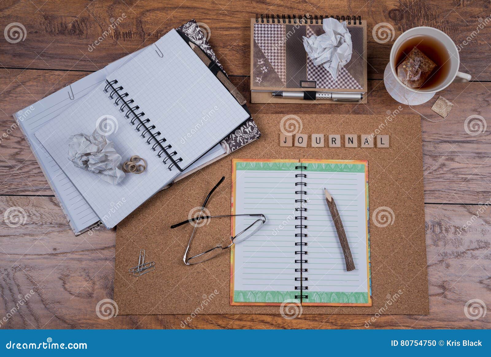 Open Journal Books on Desk stock photo. Image of book - 80754750