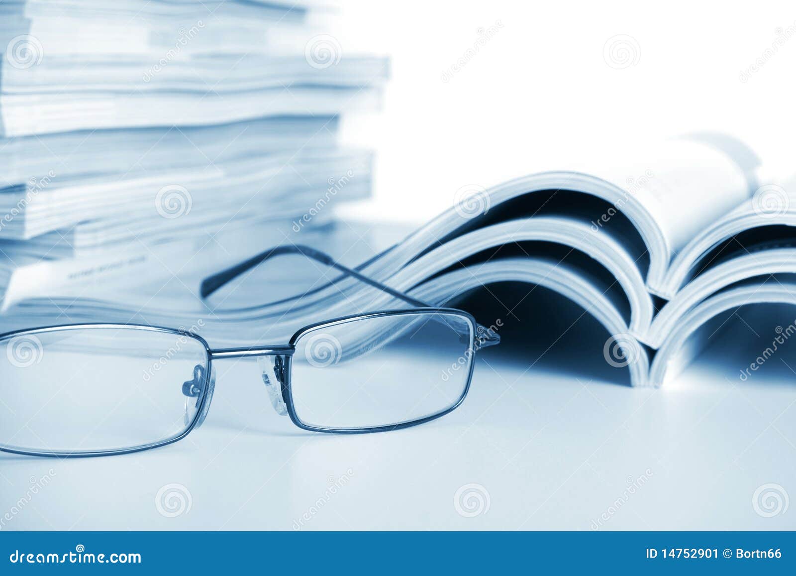 Open journals with glasses stock image. Image of office - 14752901