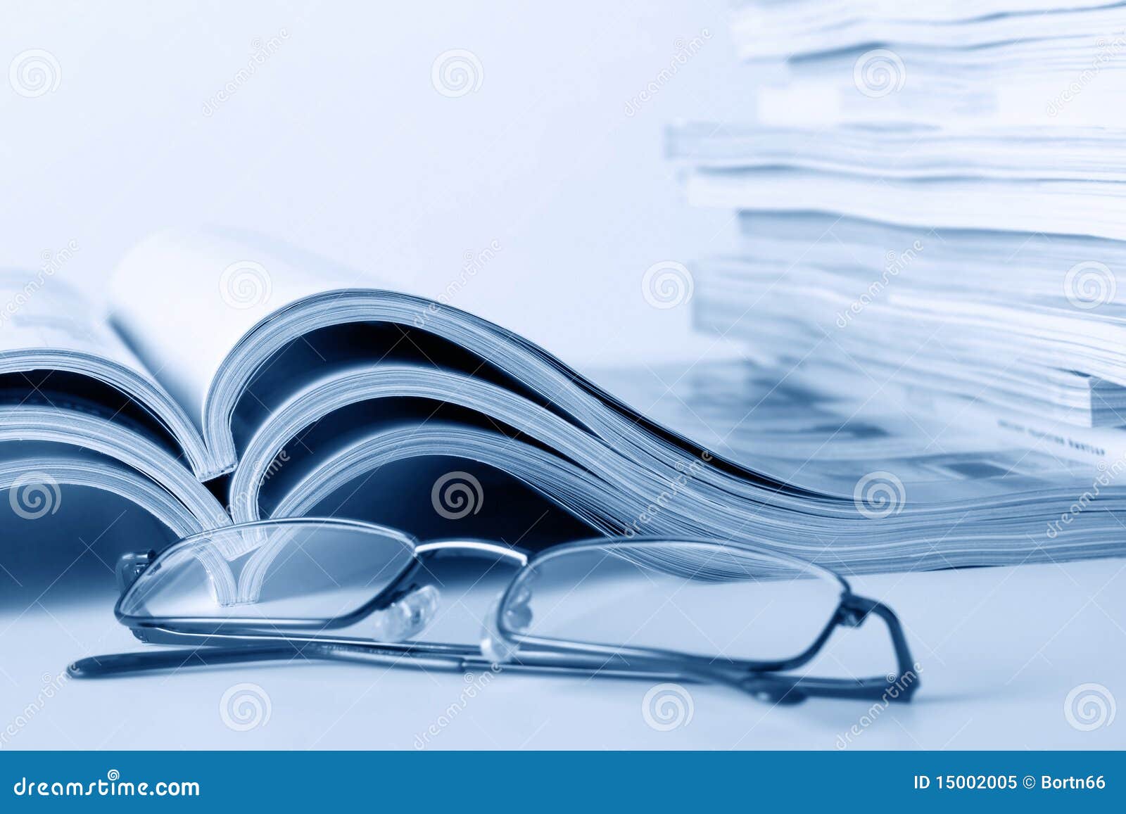 Open journals with glasses stock image. Image of document - 15002005
