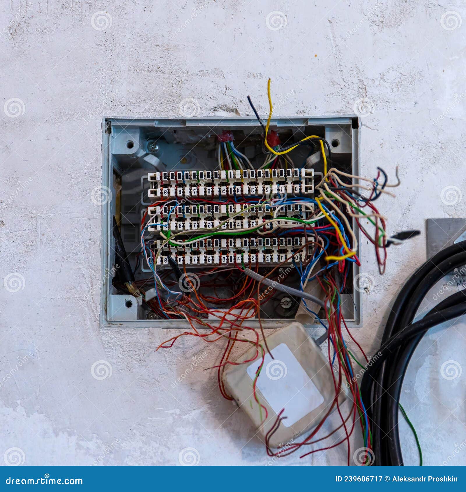 Open Junction Box Prepared for Mounting and Connecting Telephone and ...