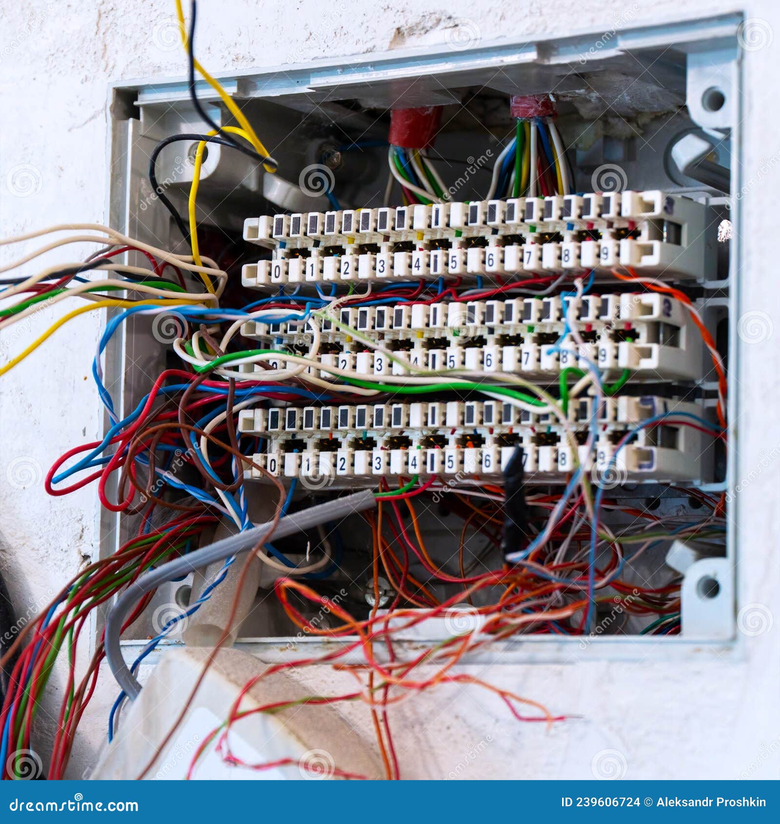 Open Junction Box Prepared for Mounting and Connecting Telephone and ...