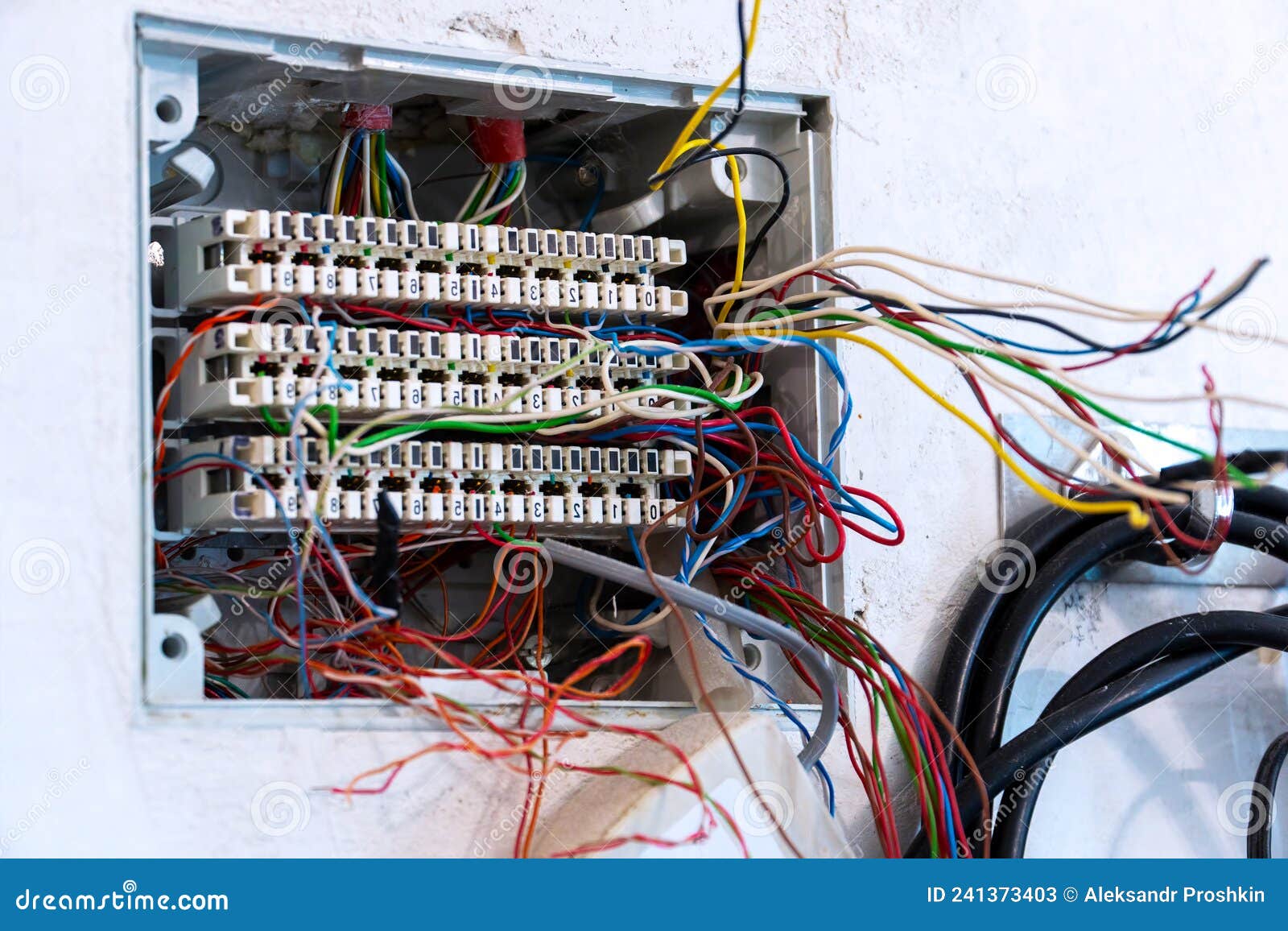 Open Junction Box Prepared for Mounting and Connecting Telephone and ...