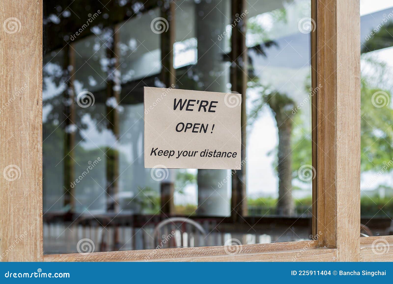 We are Open Keep Distance during Covid Situation. Stock Photo - Image ...