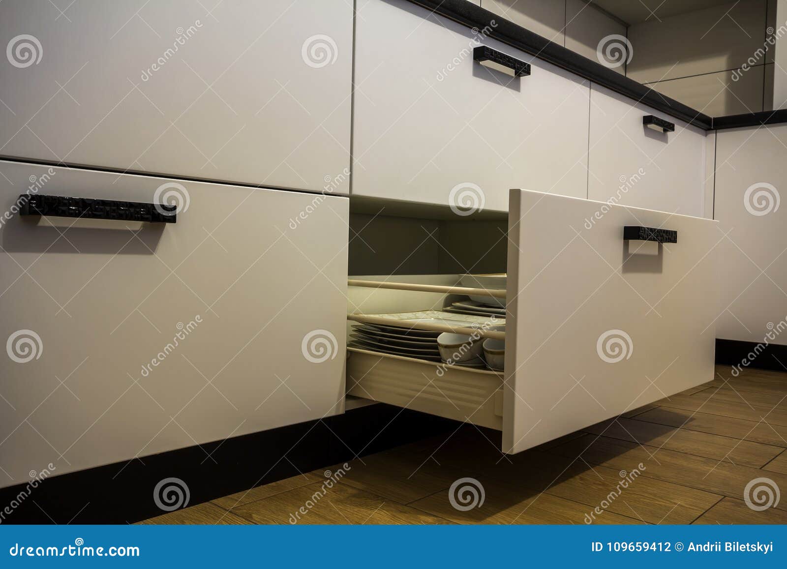 Open Kitchen Drawer with Plates Inside, a Smart Solution for Kitchen ...