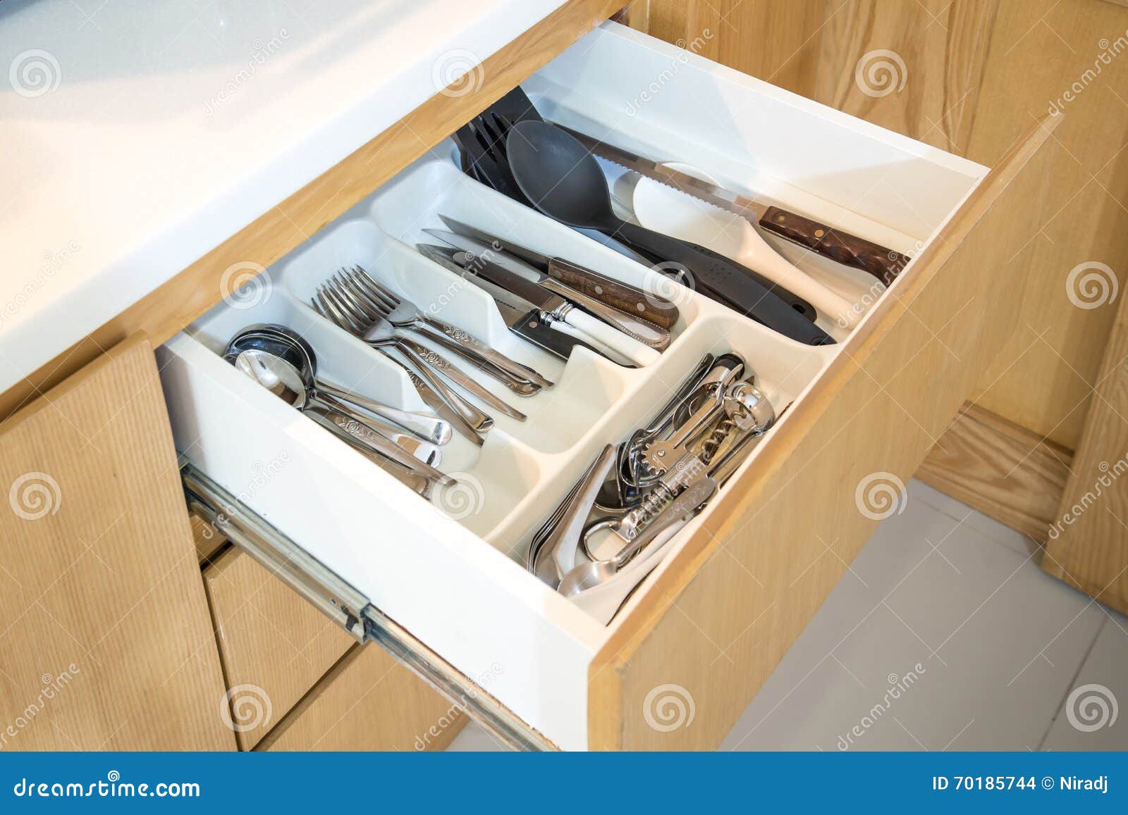 Open kitchen drawer stock photo. Image of drawer, cook - 70185744