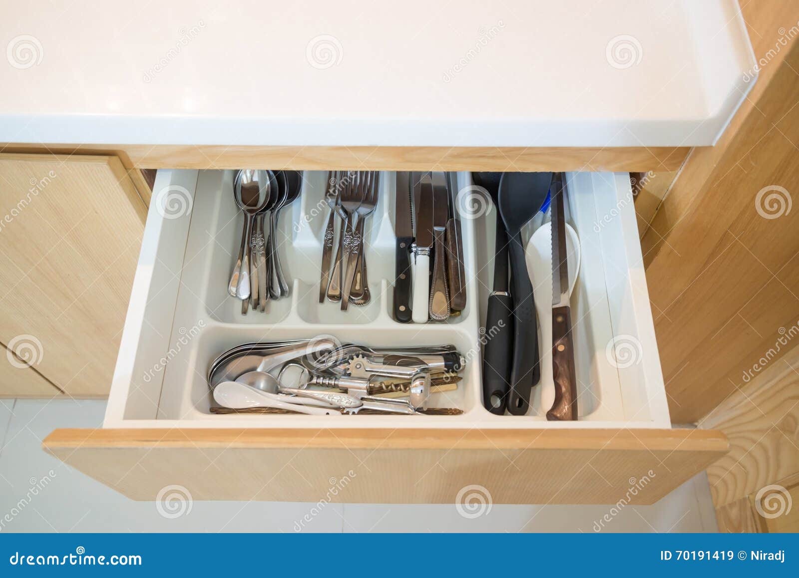 Open kitchen drawer stock image. Image of utensil, home - 70191419
