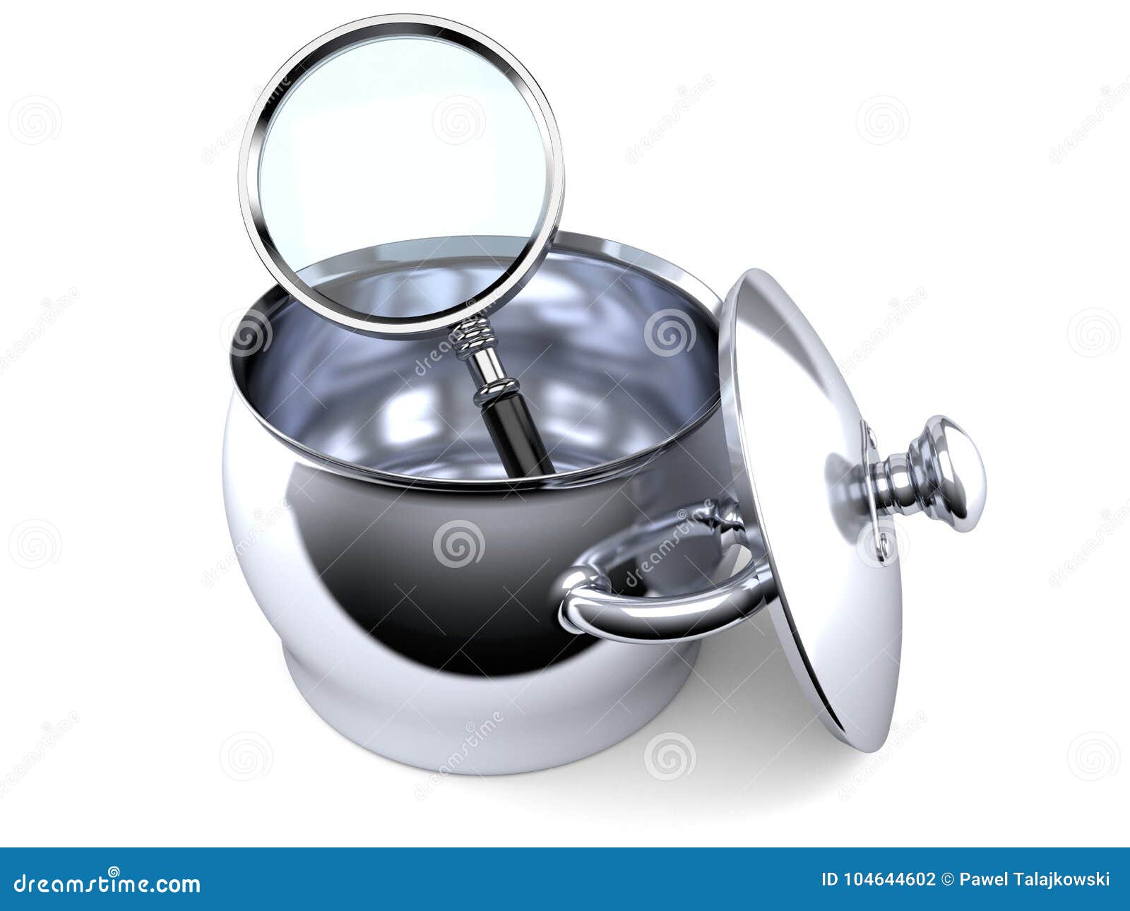 Open Kitchen Pot with Magnifying Glass Stock Illustration ...